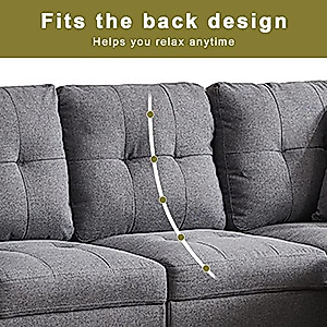 Unovivy 99" Sectional Couches for Living Room, L Shaped Removable Ottoman and Cup Holders, Convertible Sofas for Apartment, Gray