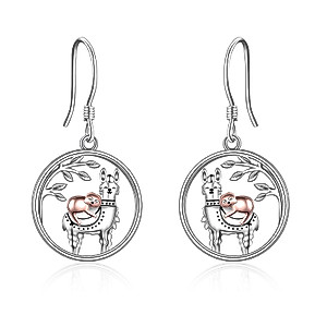 ONEFINITY Sloth Llama Gifts Sterling Silver Sloth Llama Dangle Drop Earrings for Women Jewelry Gifts