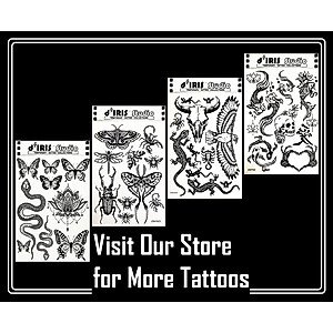 Temporary Tattoos for Adult Women - 2 Sheets - Black Big Snake Butterfly Lotus Mandala Medallion Sexy Small Butterflies Sleeve Words Adults Tattoo