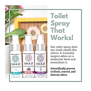 OMAZE Mist N Go Refresh Toilet Spray - Bathroom Spray Odor Eliminator - Toilet Smell Eliminator Deodorizer - Bathroom Smell Good Spray Women Men Odor Neutralizer Spray Fresheners - Breeze + Dream + Lavender + Fresh Linen + Blossom 0.68oz x5