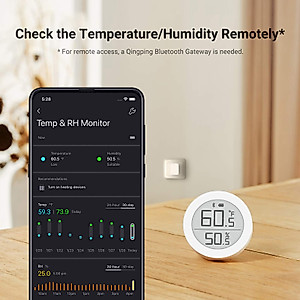 Qingping Digital Bluetooth Thermometer Hygrometer, Accurate Temperature Humidity Monitor, Indoor Smart Temperature Sensor and Humidity Gauge with E Ink Display, 30-Day Free Data Storage for Home