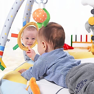 Lupantte Baby Gym Play Mat with 9 Toys for Sensory and Motor Skill Development Language Discovery, Thicker Non-Slip Baby Activity Gym with Ball Pit, Green Tree for Newborns, Babies to Toddlers as Gift