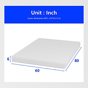 PayLessHere Queen Size Mattress,6 Inch Gel Memory Foam Mattress in a Box,Medium-Firm,Pressure Relief&Temperature Regulation,CertiPUR-US Certified,White