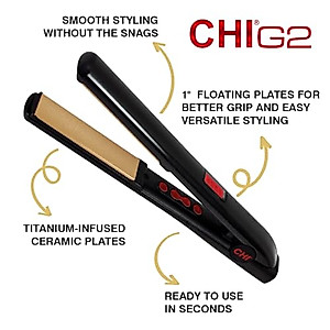 CHI G2 Digital Flat Iron, Straightening Hairstyling Iron For Smooth, Silky Hair, Titanium Infused Ceramic 1" Plates
