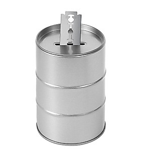 Linkidea Safety Razor Blade Disposal Container Box, Metal Razor Disposal Case Safe Bank for Storing Used Wasted Blades (Silver)