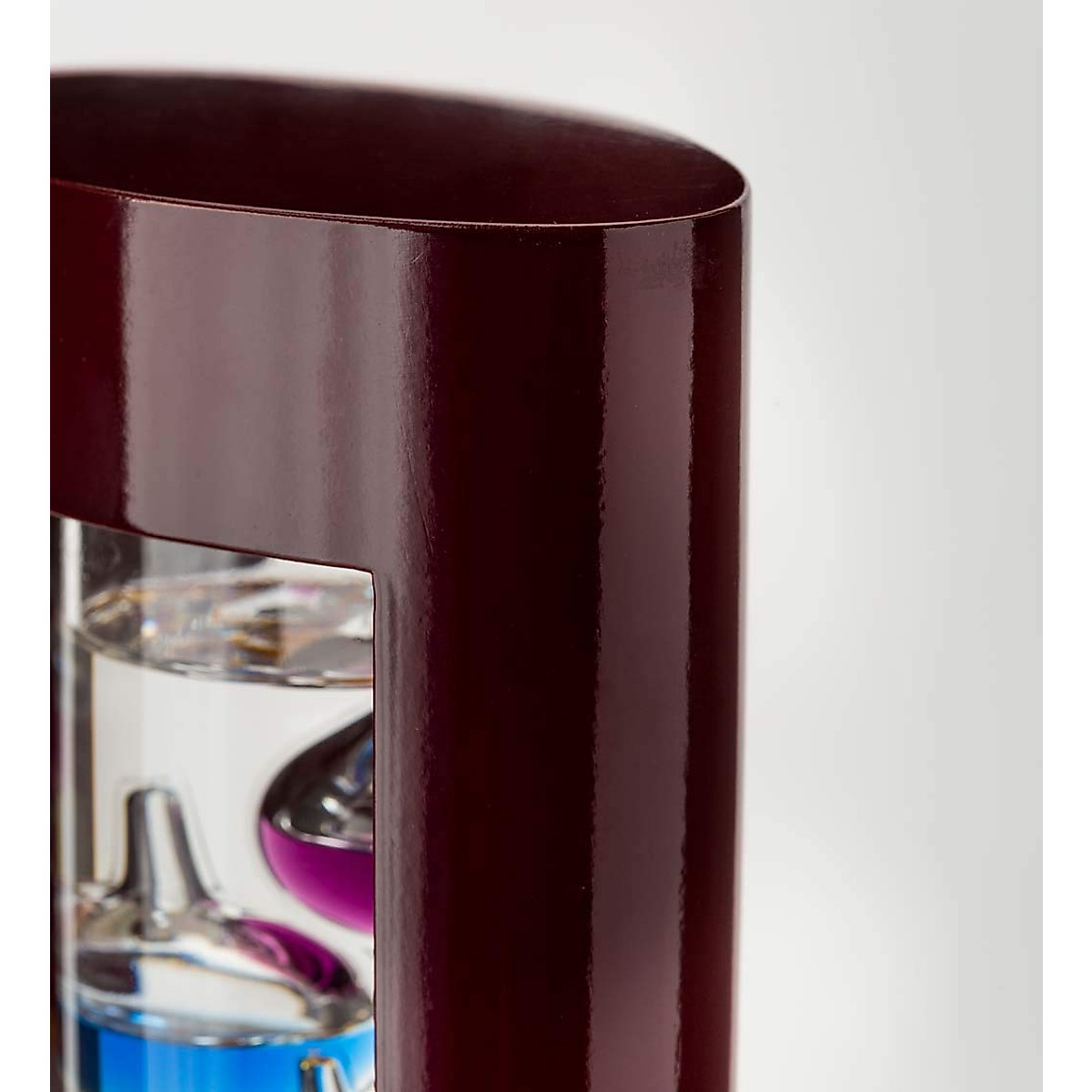 Galileo Glass Thermometer | 14.5-Inches Tall with Cherry Wood Frame | Law of Physics | Indoor Room Temperature for Home House Office Desk Counter Tabletop | Holiday Gift Present