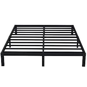 EMODA 10 Inch California King Bed Frames Heavy Duty Metal Cal King Platform with Steel Slats Support, No Box Spring Needed, Noise Free, Black