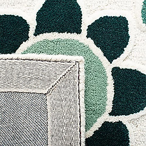 Safavieh Kids Collection 8' x 10' Ivory/Green SFK923Y Handmade Floral Wool Area Rug