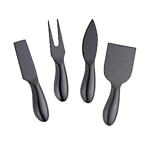 Buyer Star Cheese Desert Knives Set of 4, Stainless Steel Black 5.3 inch Breakfast Butter Knife, Slicer Sandwich Spreader