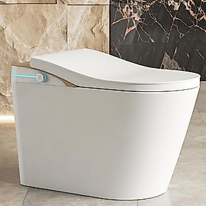 One Piece Elongated Smart Toilet Bidet with Auto Open & Close, Auto Flush, Foot Sensor Flush, LED Temperature Display, Heated Seat and Integrated Multi Function Remote Control