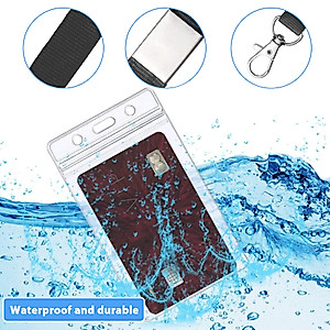 ID Badge Holder with Lanyard, 10 Sets Clear Name Badge Holder 4.5x2.6 Inches, Name Tag Holder with Waterproof Resealable Zip for Business School (Vertical)