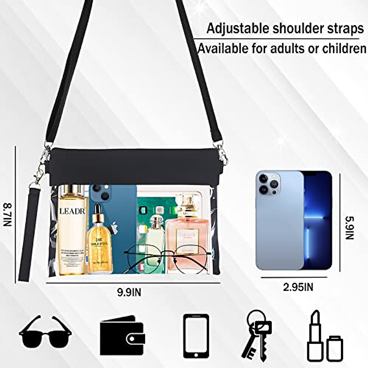 Wilbeva 2023 New Clear Purses Crossbody Bag, Clear Shoulder Bags Stadium Approved for Women & Girls, Transparent Messenger Bag for Work, Concert & Outdoor Sport Competition