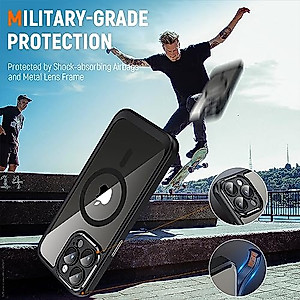 Oneagle Magnetic for iPhone 14 Pro Max Case Clear, [Compatible with Magsafe][30X Anti-Yellow][Built-in Lens Protector][Metal Lens Frame],14 Pro Max Phone Case with 2 Screen Protectors(Black)