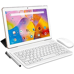 TOSCiDO Tablet 10 inch Tablet with Keyboard (Gold)