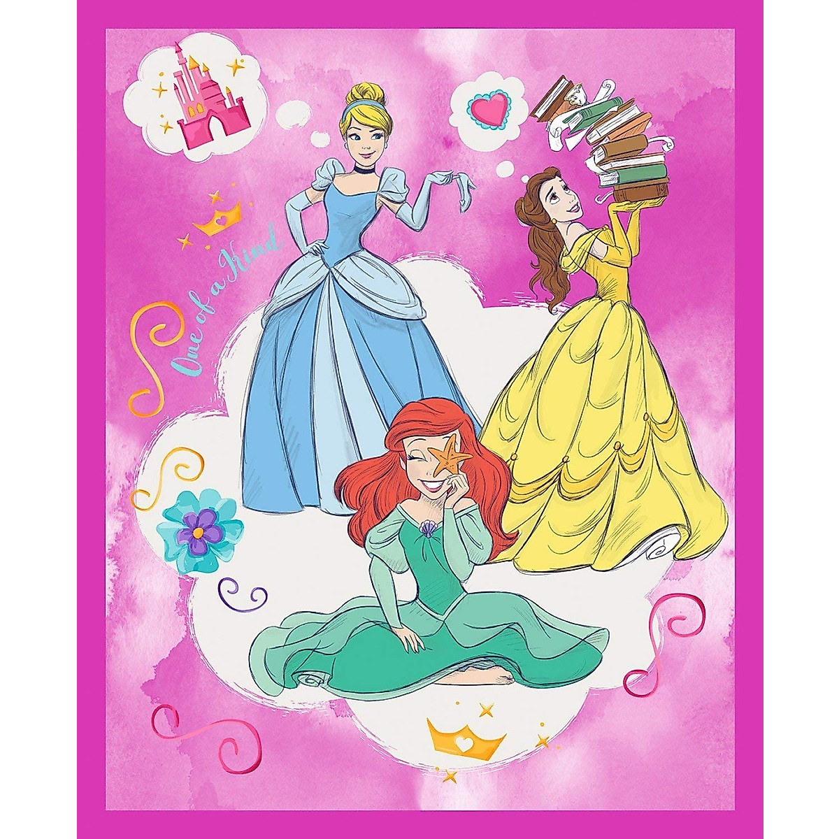 Disney Princesses - Ariel, Bella & Cinderella One of a Kind 36"x43" Panel by Springs Creative Sold by Panel
