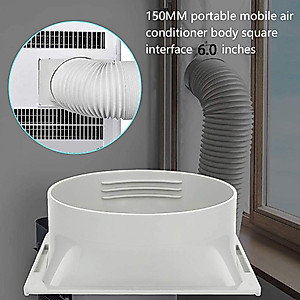 5.91'' Portable Air Conditioner Window Adapter Exhaust Hose Connector Tube Connector Air Hood Baffle Plate Mobile air Conditioning Accessories (5.91'' (150mm) Square mouth white)