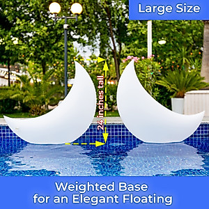TIALLY Floating Pool Lights Solar Powered - 24" Crescent Moon Floating Lights - Inflatable Floating Solar Pool Lights for Swimming Pool, LED Pool Lights for Weddings, Pool Party Decor (2 Pack)