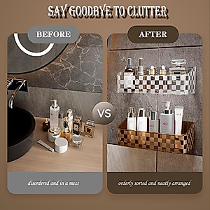 Lae Nuvole 2 Pack Suction Cup Shower Caddy Wall Mount Bathroom Organizers and Storage, Plastic Shower Caddy Adhesive Shower Organizer for Wall, Clear (Transparent)