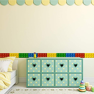 ufengke Building Blocks Wall Stickers Skirting Board Wall Decals Art Decor for Kids Bedroom Living Room Nursery