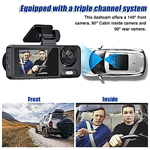3 Cameras Dash Cam Multi-Language Clear Car Rearview Mirror Car Video Recording Camcorder Wide Angle Car Camera Recorder Auto ty Driving Recorder