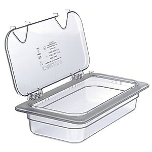 Carlisle FoodService Products 10279Z07 EZ Access Hinged Lid with Handle and Notch, Third Size, Clear
