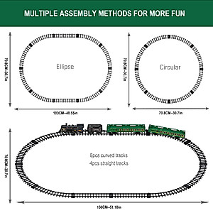 Electric Train Sets for Boys Girls Metal Alloy Christmas Trains Toys Steam Locomotive, Passenger Carriages, Tracks, Light & Sounds Rechargeable Birthday Gifts for Kids 3 4 5 6 7 8 + Years Old Green