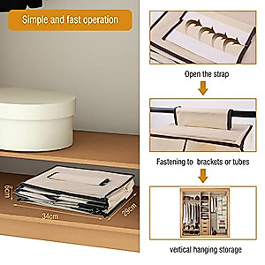 Satino Hanging Closet Organizers and Storage Shoe Clothes Bag Jewelry Wardrobe Storage Container - 11 Shelves, 47.3 * 12 * 12 Inch Beige