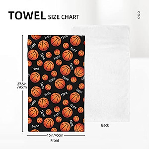 PAMIBERBI Custom Hand Towel with Name Personalized Basketball Towels Microfiber Soft Face Towels Highly Absorbent Washcloths Hotel Bathroom Shower Spa Swim Fingertip Towels 27.5 x 16 in