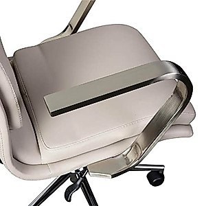 Flash Furniture James Mid-Back Designer Executive Upholstered Office Chair with Brushed Metal Base and Arms, Set of 1, Taupe/Chrome
