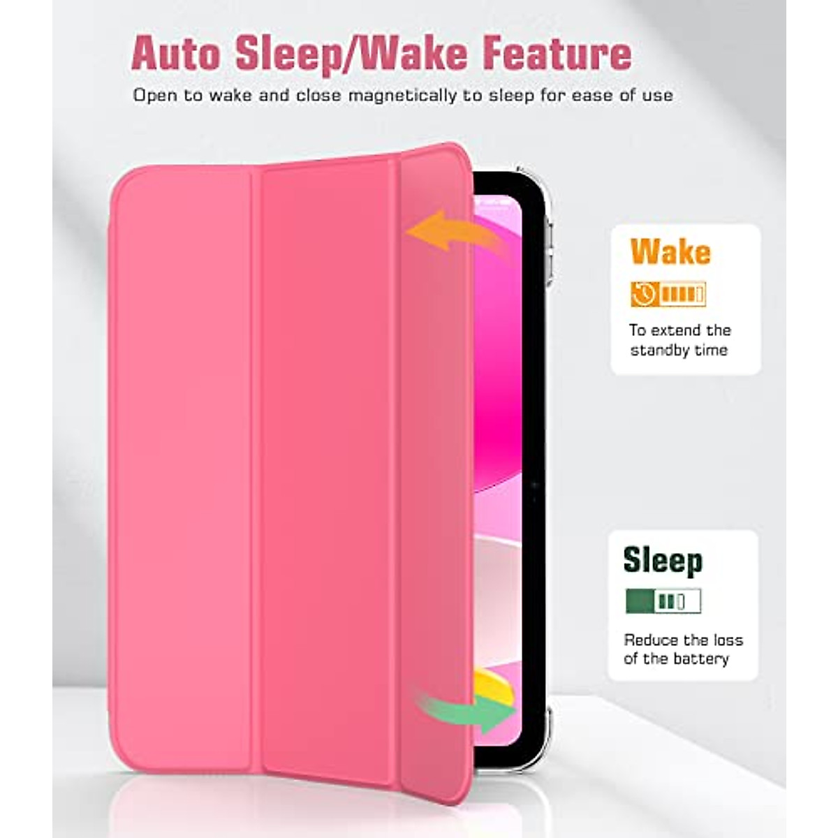 TiMOVO Case for iPad 10th Generation Case 2022,Slim Stand Cover for iPad 10th Gen 10.9 inch,Support Touch ID,Auto Wake/Sleep Smart Shell with Translucent Back, fit iPad 10 Case, Watermelon Red