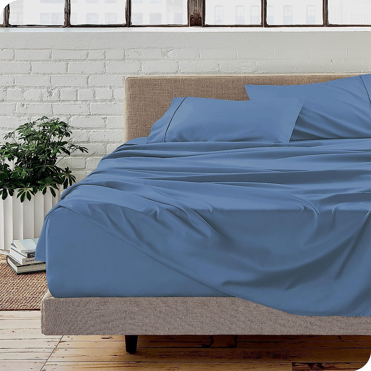 Luxurious 3 Piece Flat Sheet 800 Thread Count 100% Egyptian Cotton Luxury Soft Fabric Flat Sheet Oversized King Plus Size (120" x 120") Inch - Medium Blue Solid