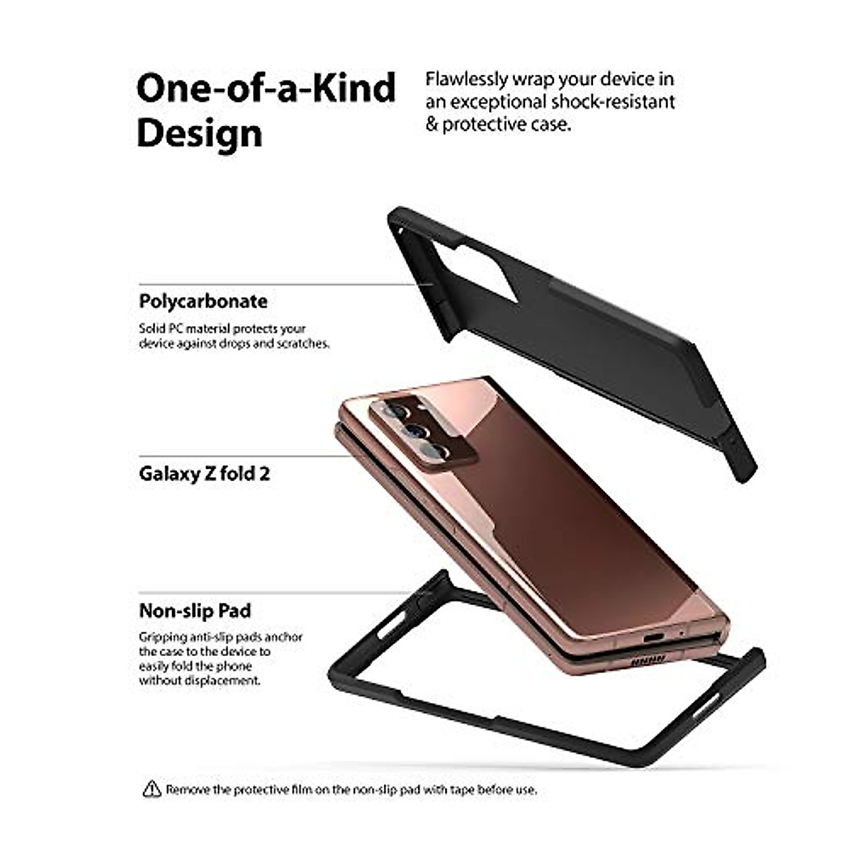 Ringke Slim Compatible with Samsung Galaxy Z Fold 2 Case, Hard Solid PC Back Lightweight Shockproof Full Protective Cover for Z Fold2 - Black