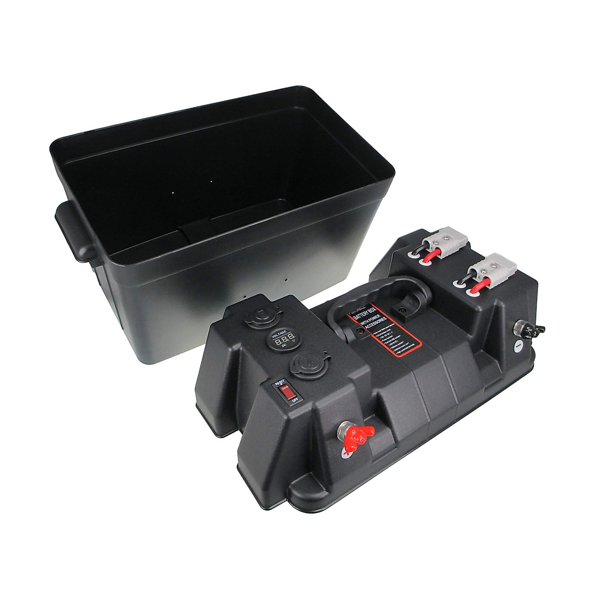 Pactrade Marine RV Battery Box Anderson Connector Dual USB Power Voltmeter Gauge