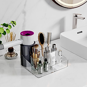 VITVITI Hair Tool Organizer and Hair Dryer Holder, Acrylic Curling Iron Holder Countertop for Bathroom, Clear Hot Styling Tools for Vanity Straightener/Makeup Brush/Toiletries