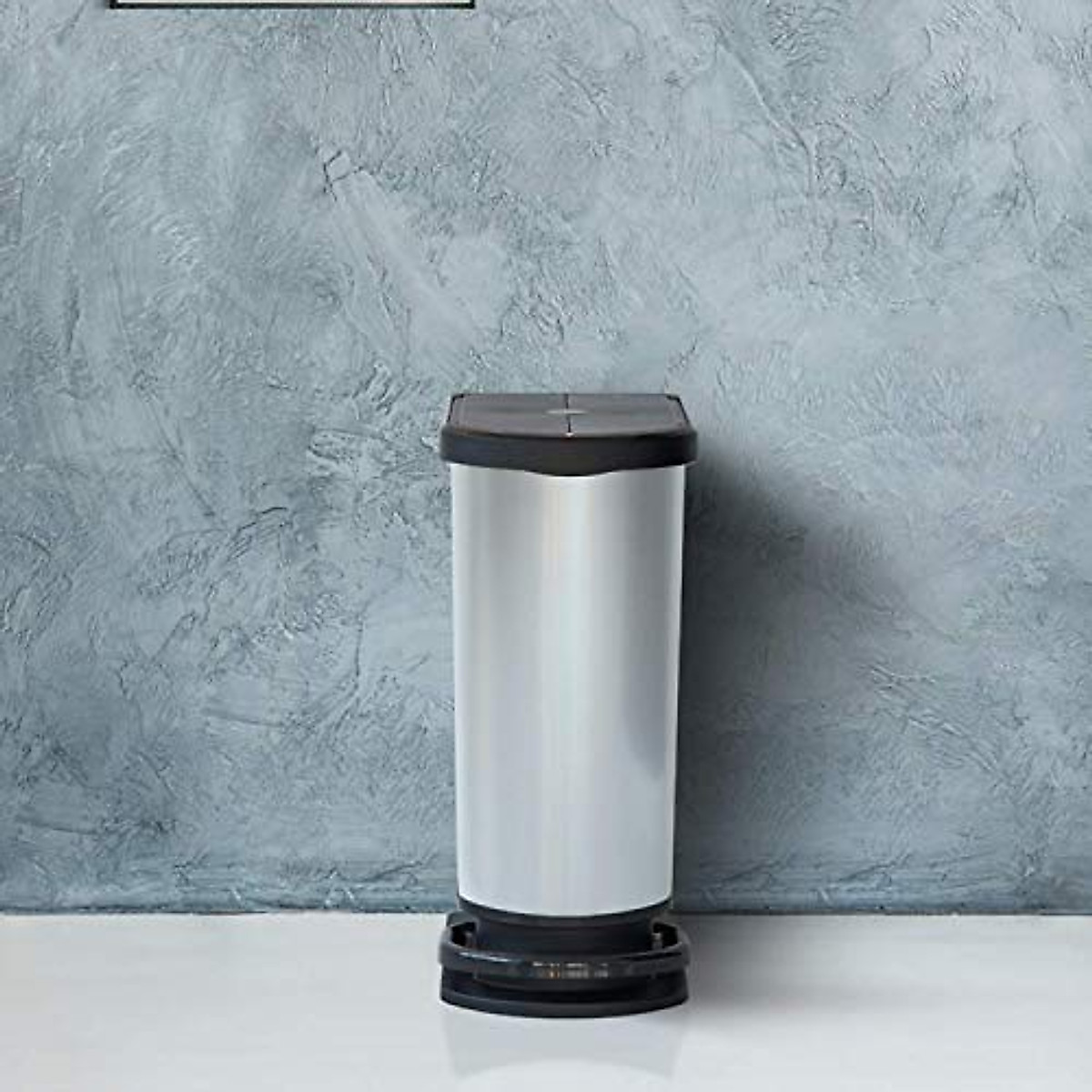 Rotho Paso Refuse Pedal Bin Duo 50 Litre, in-Mould Labelling Silver Metallic, One Size