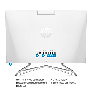 HP All-in-One Desktop, 21.5" FHD Screen, Intel Pentium Silver J5040, 16GB RAM, 512GB PCIe SSD, HD Webcam, HDMI, Media Card Reader, Wi-Fi, Wireless KB & Mouse, Windows 11 Home, White