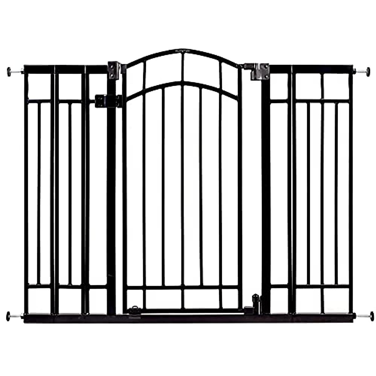 Summer Multi-Use Decorative Extra Tall Safety Pet and Baby Gate, 28.5"-48" Wide, 36" Tall, Pressure or Hardware Mounted, Install on Wall or Banister in Doorway or Stairway, Auto Close Door - Black