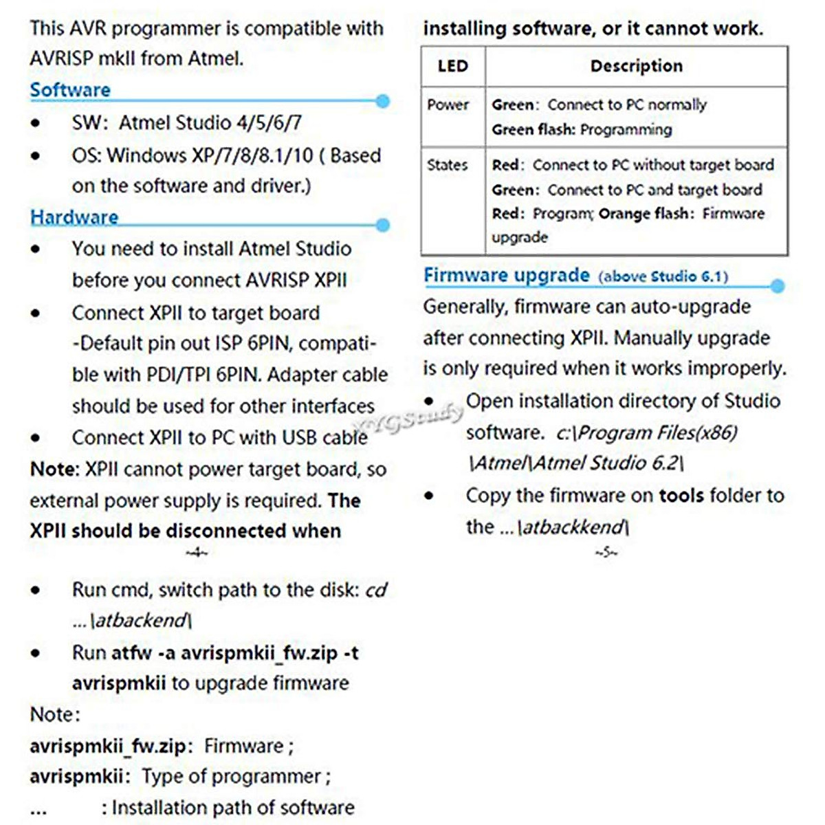 Compatible Atmel AT AVRISP mkII AVR ISP mk2 USB MCU AVR XMEGA In-System Programmer Studio 4/5/6 ISP PDI interface @XYGStudy