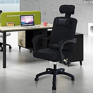 Home Office Chair Ergonomic, Breathable Mesh Fabric Computer Desk Task Chair Swivel, Reclining Back, Adjustable Headrest ＆Seat Height Black
