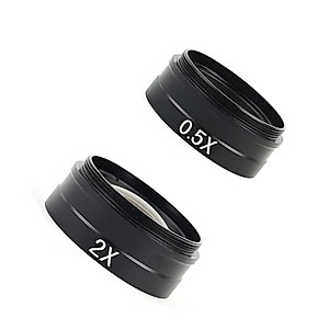 Microscope Accessories Kit for Adult 0.75X 0.5X 2.0X Barlow Auxiliary Objective Glass Lens for 300X 180X C Mount Lens Industry Video Digital Microscope Camera Accessory (Color : 0.5X 2.0X)