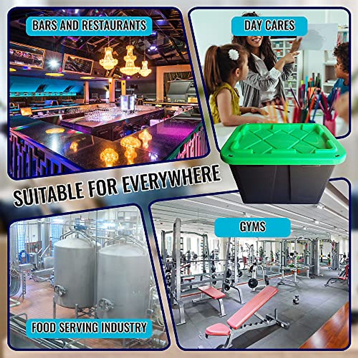 SAFARI USA 5 gallon Heavy Duty Stackable Home Storage Bin (6 Pack) With Secure Lids, 20 Quart Totes (16"x12"X8.5") for Garage Attic Utility Tool Storage Moving Box, School & Office Supplies, Classroom