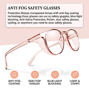 Airanes Anti Fog Safety Glasses for Women Men (New Pink)