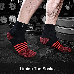 limide Men's Running Toe Socks Five Finger Socks Compression Crew Low Cut Ankle Athletic Wicking Socks for Running 3 Pairs(Size 7-11)