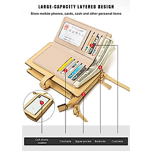 VEVESMUNDO Touchscreen Purse Wallet Zipper Holder Bag with Clear Touch Screen Phone Window (Black)