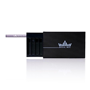 Generic Original Royal Box Black 8 Compartment Snuff Storage Box with Built in 3"" Metal Alloy Straw