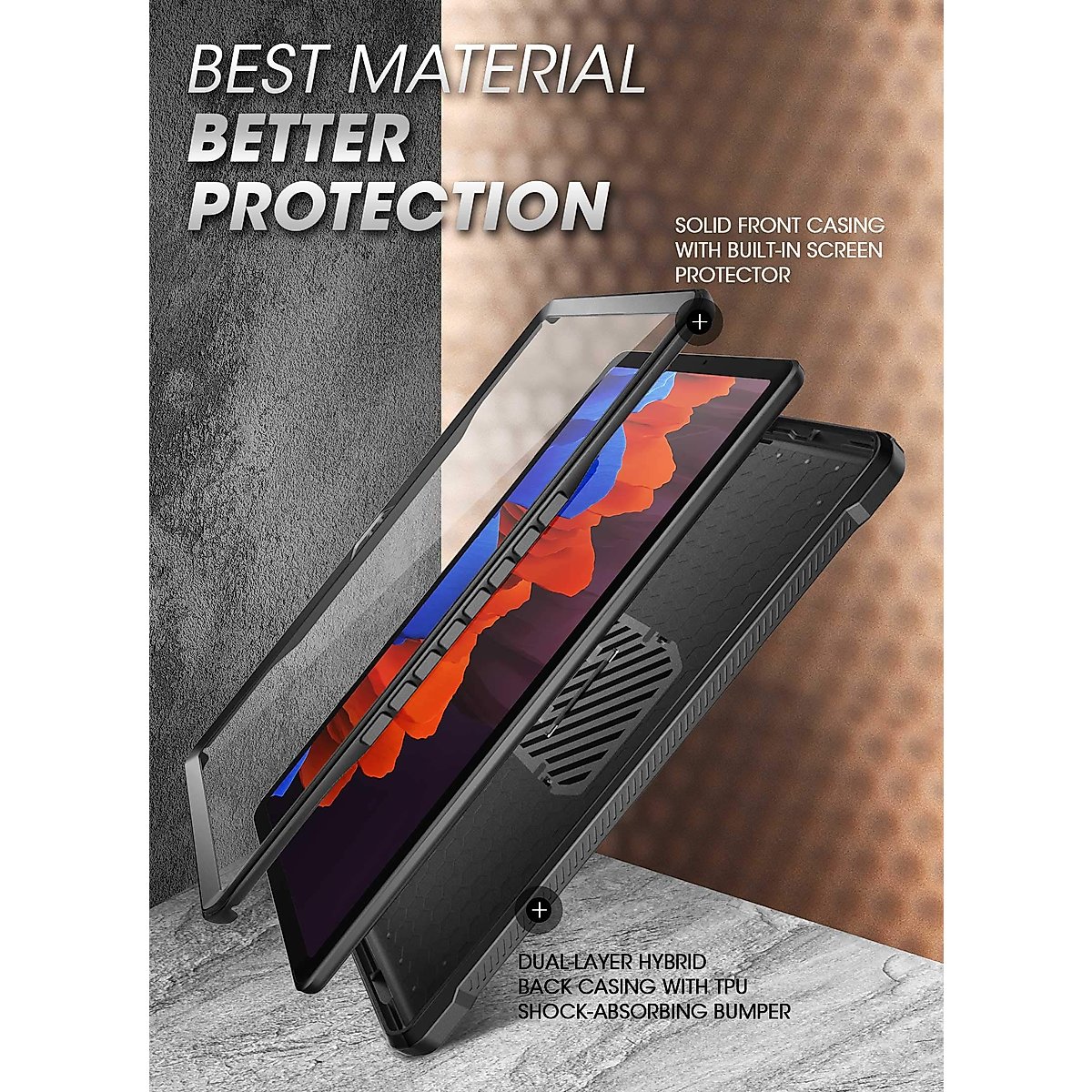 SUPCASE for Galaxy Tab A7 Case with Stand (Unicorn Beetle Pro), [Built-in Screen Protector] Full-Body Shockproof Anti-Scratch Heavy Duty Protective Tablet Case for Samsung Tab A7 10.4 Inch, Black