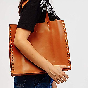 DASTI Carryall bandolera Cartera Mujer Moda Grandes Bolso Mustard Oversized Tot Hobo Tan Totes Minimalist Studded Rivets Handbag with Golden Stud