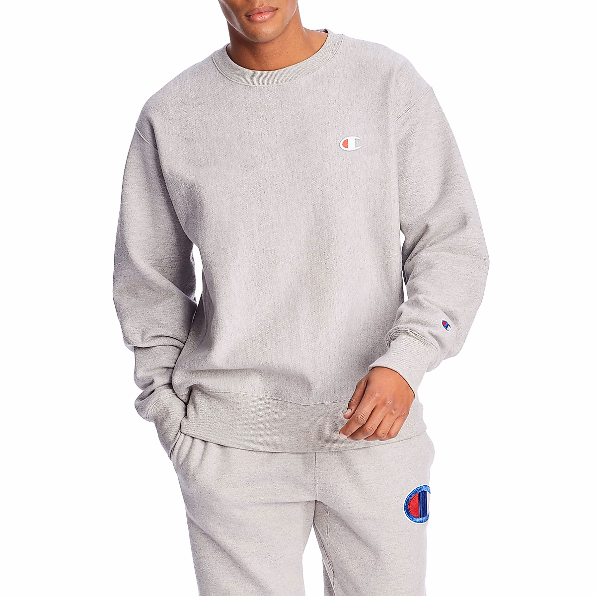 Champion Men's Reverse Weave Sweatshirt, Oxford Gray, Large