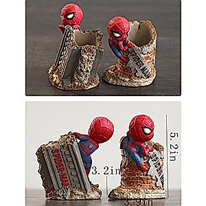 YXuan Spider-man Pencil Holder,MultiFunctional Simplicity Desktop Office Pen Container Desk Decorations Man boy Girls Gadgets Stationery Storage Box Unique Gifts for Spiderman Fans (Round shape)