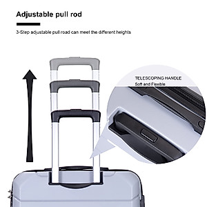 Tripcomp Luggage Sets Hardshell Travel Durable Suitcase Sets with Spinner Wheels TSA Lock, Carry-on,Luggage 3piece Set (20inch/24inch/28inch) (Silver)